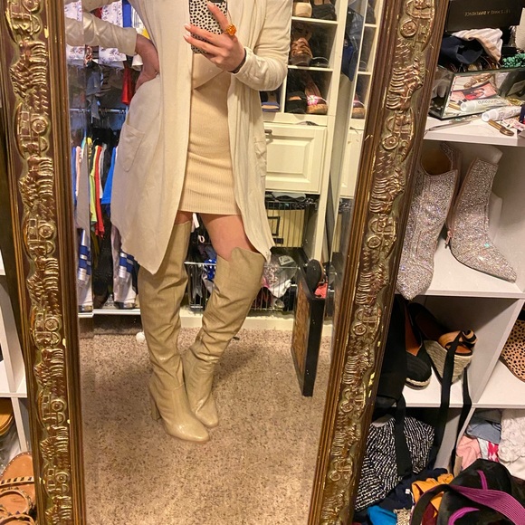 Lulus | Shoes | Rowee Light Nude Crocodileembossed Over The Knee Boots ...